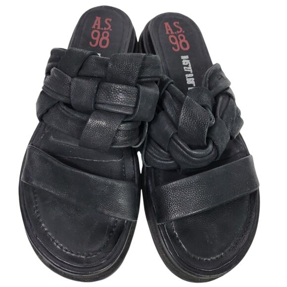 A.S. 98 | Shoes | As98 Purt Woven Strap Sandals Black Leather Platform ...